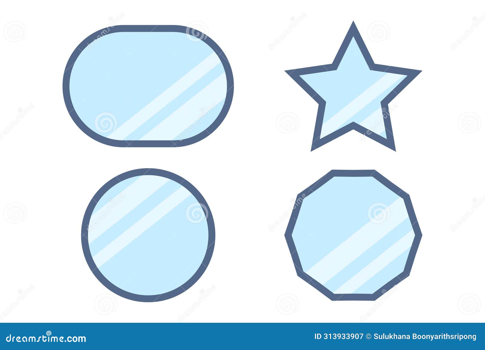 Different Shapes Mirror. Flat Design. Mirror Frame for Element, Make Up ...