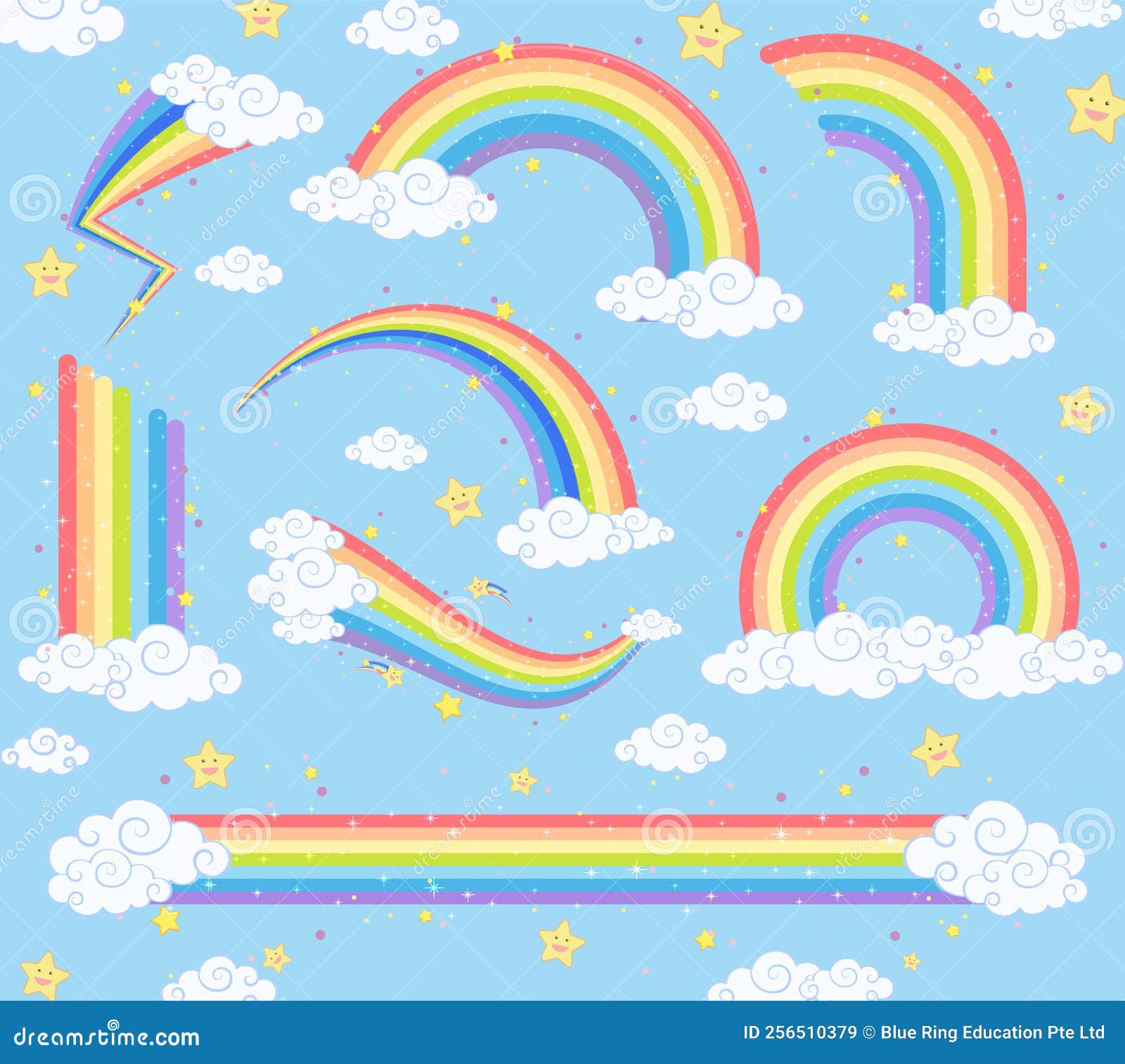 Different Shapes of Rainbow Set Stock Vector - Illustration of colour ...