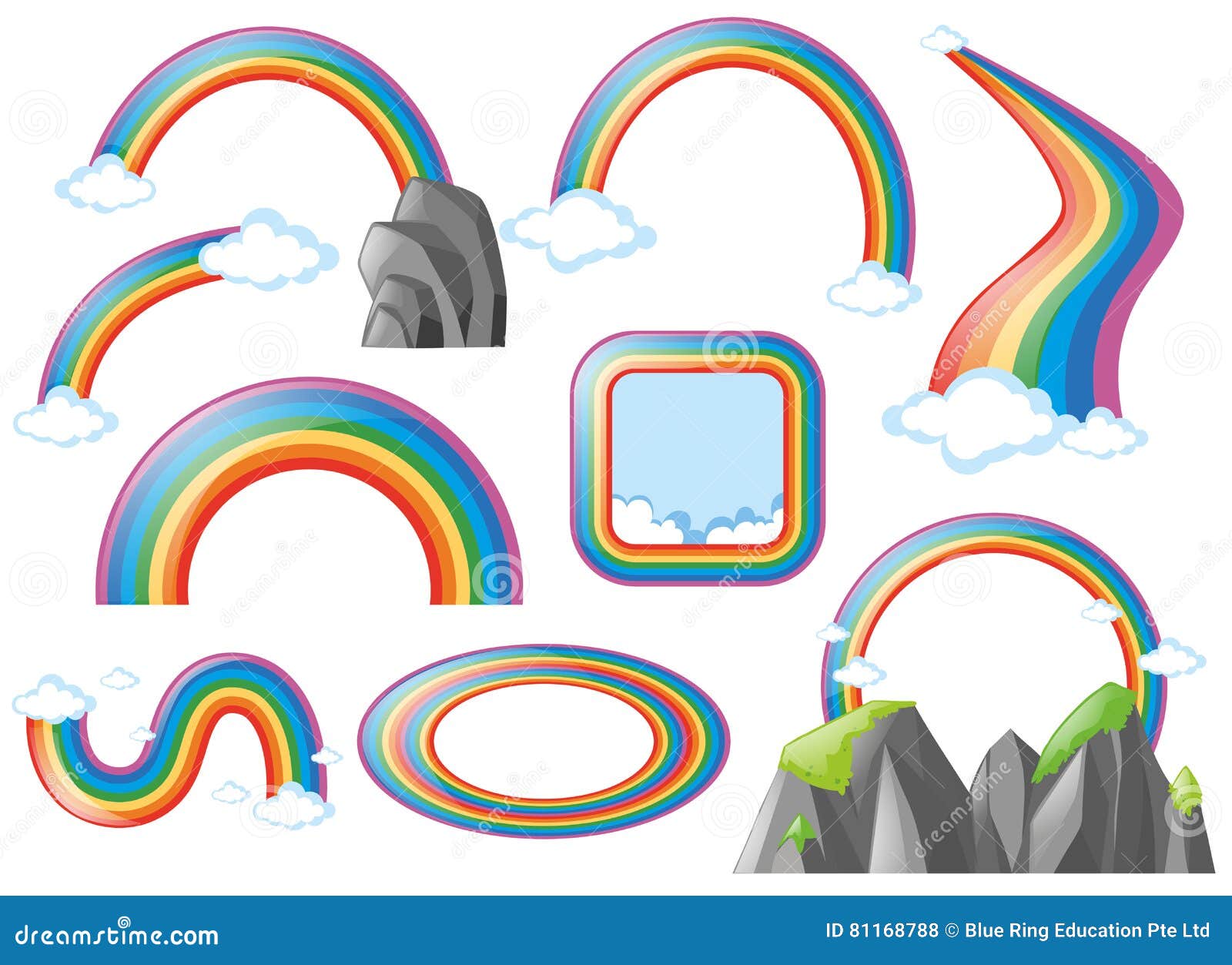 Different Shapes of Rainbows Stock Vector - Illustration of round ...