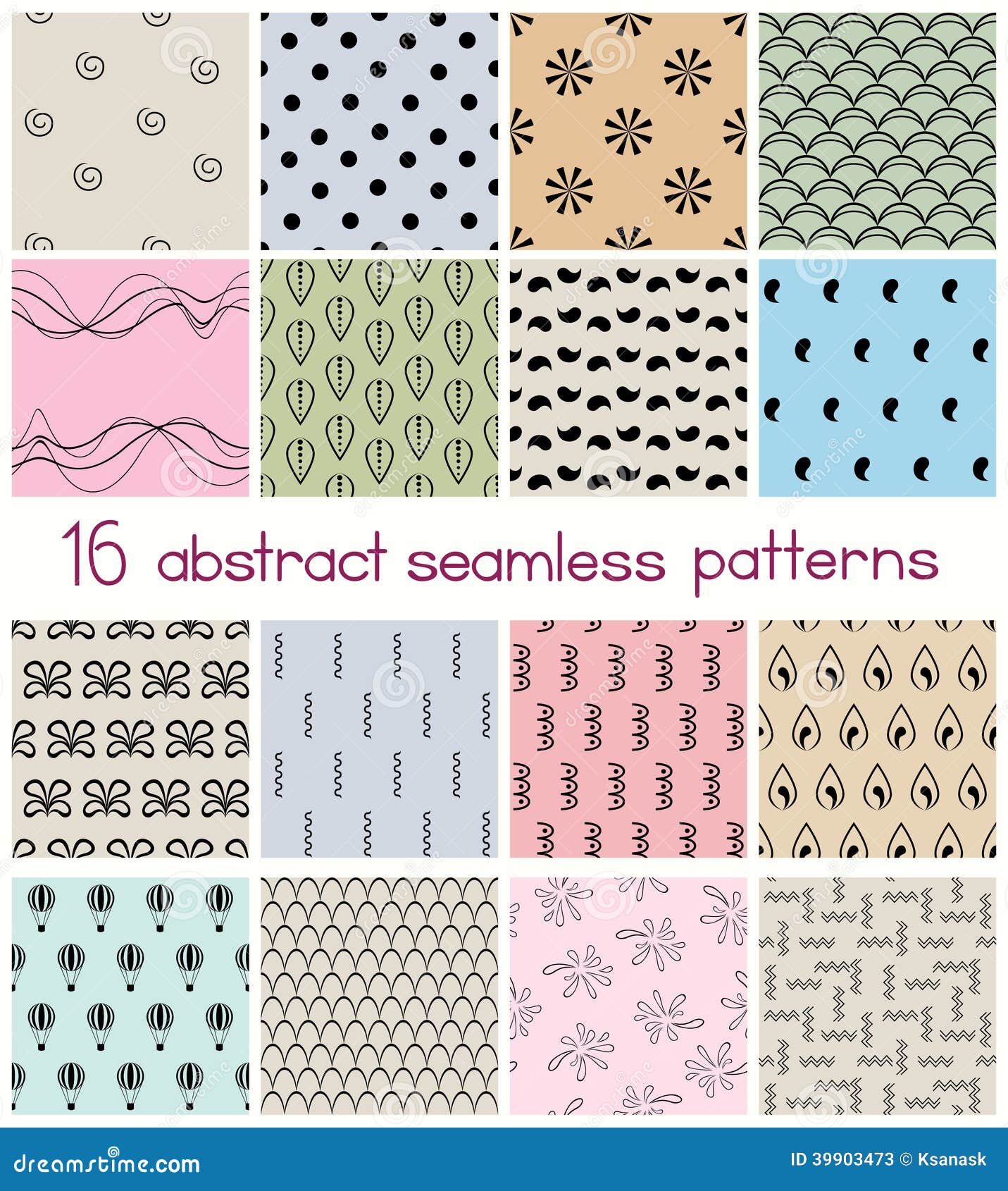 Different Shapes Seamless Patterns Stock Vector - Illustration of ...