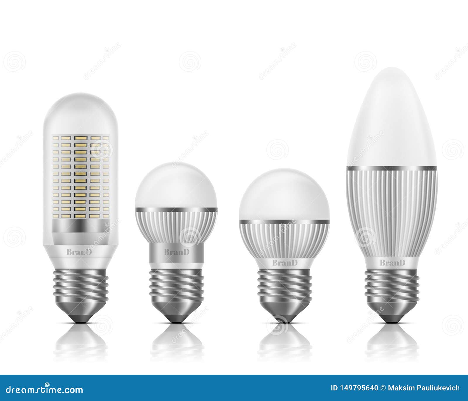 Different LED Lamps 3d Realistic Vector Collection Stock Vector ...