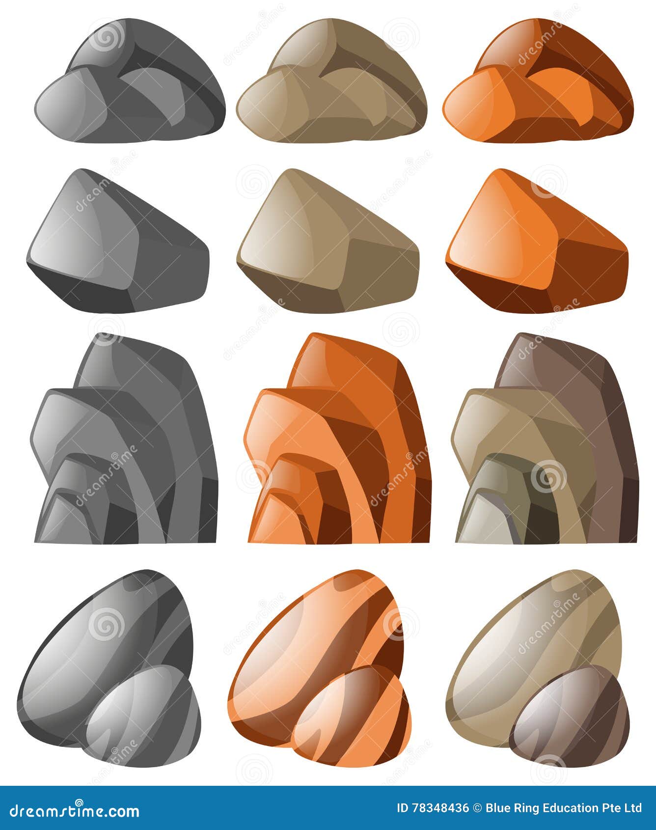 Different shapes of stone stock vector. Illustration of granite - 78348436