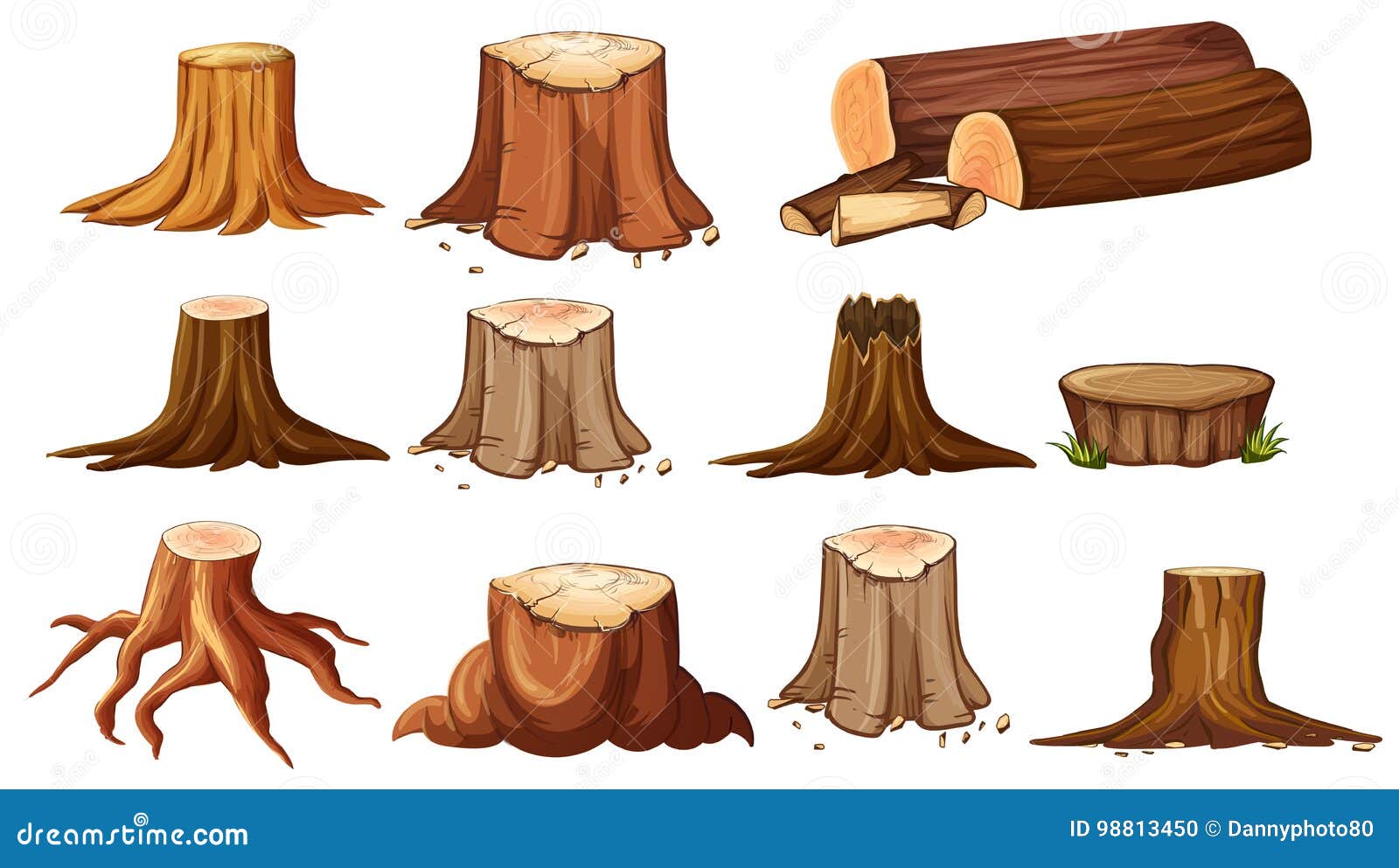 Different Tree Stumps Stock Illustrations – 18 Different Tree Stumps ...