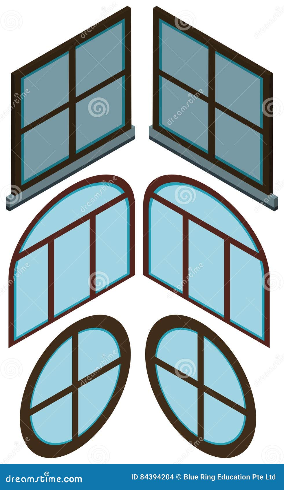 Different Shapes of Windows Stock Vector - Illustration of isometric ...