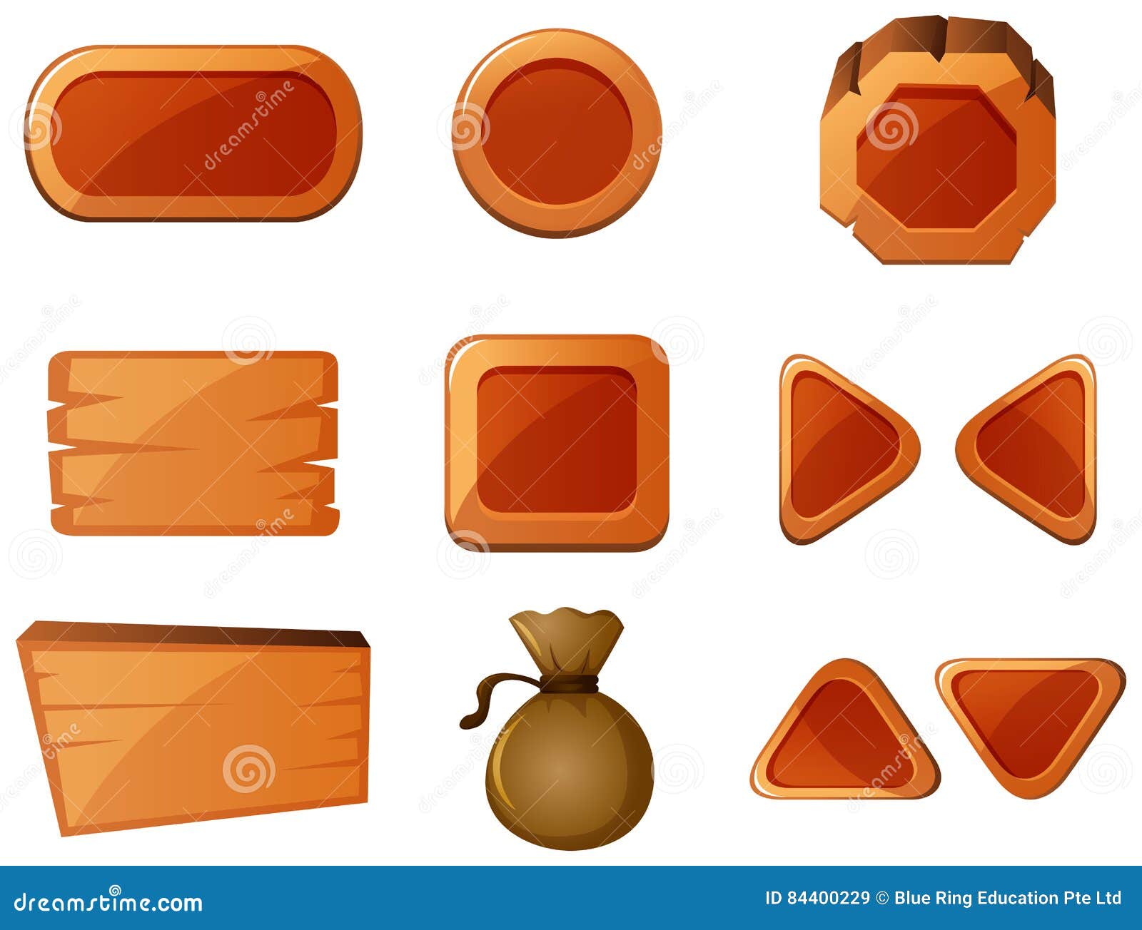 Different Shapes of Wooden Buttons Stock Vector - Illustration of frame ...