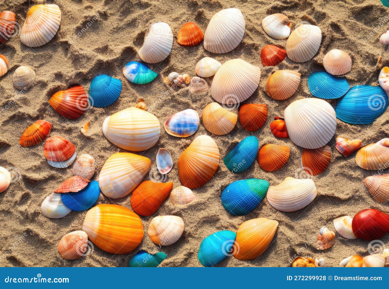 Beach and Colourful Shells on a Sunny Day. Generated with AI Stock ...