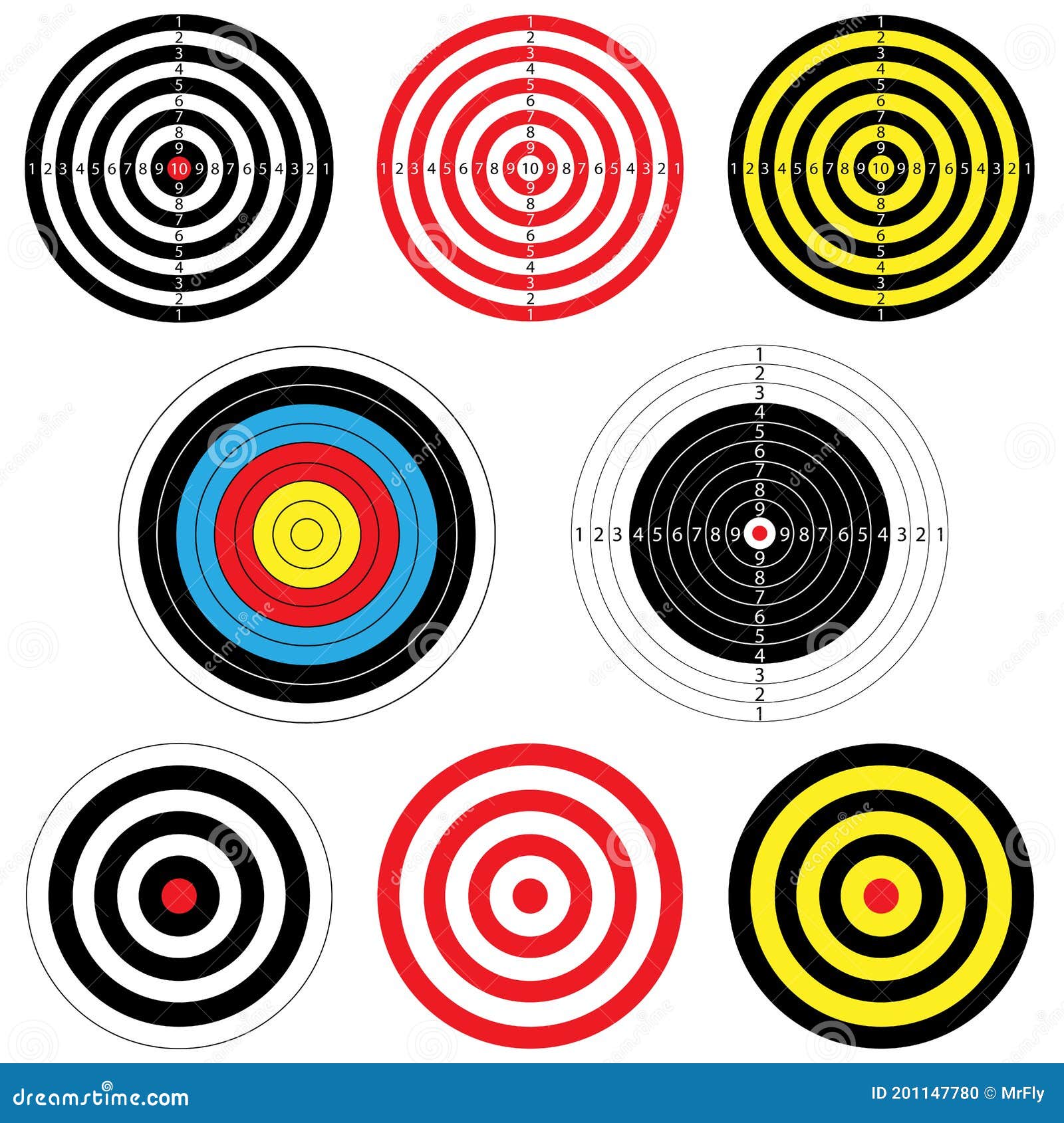 9 Different Shooting Targets, Vector Illustration Stock Vector ...