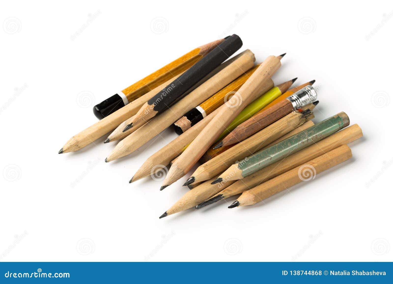 Short Pencils on Isolated White Background Stock Photo - Image of ...