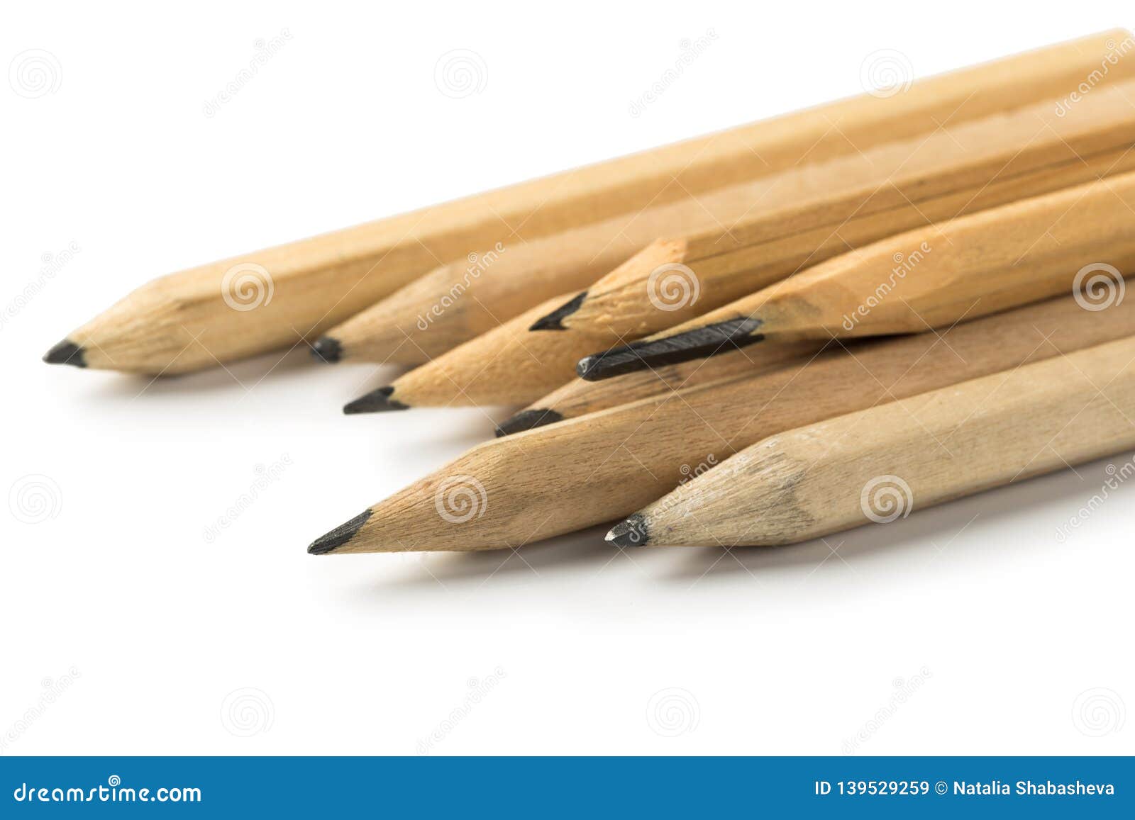 Short Pencils on Isolated White Background Stock Image - Image of close ...