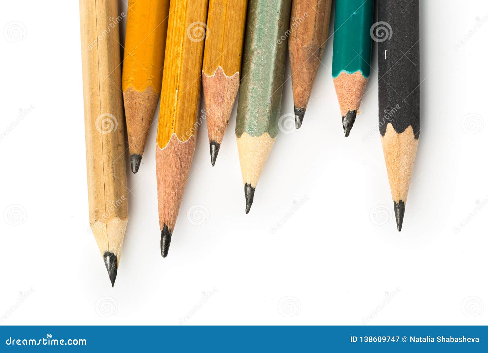 Short Pencils on Isolated White Background Stock Image - Image of ...