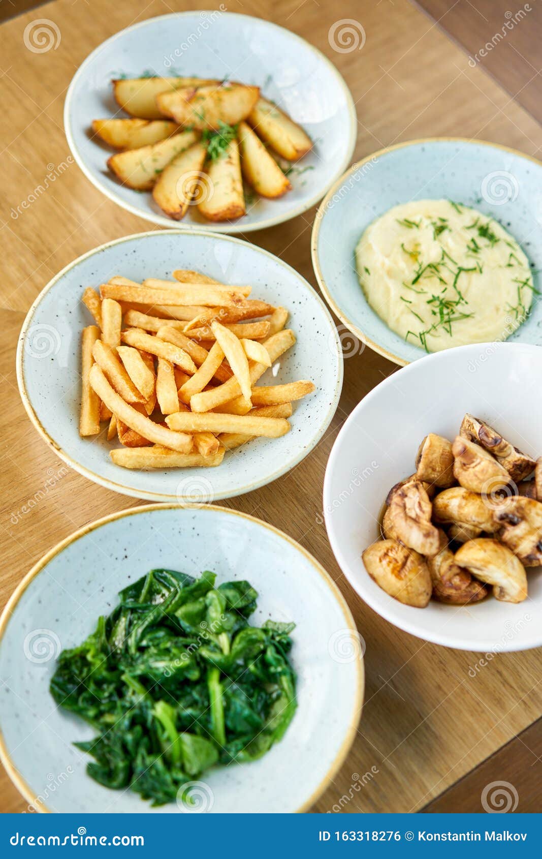 Different Side Dishes. Variety of Dishes on the Table. Restaurant Menu ...