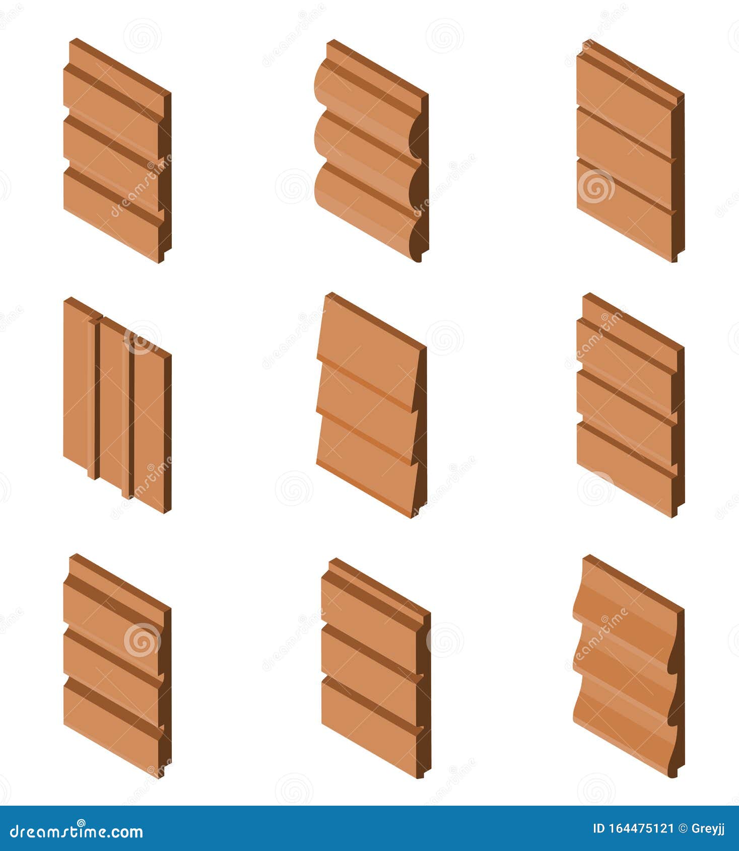 Different Siding Profiles in Isometric View Stock Vector - Illustration ...