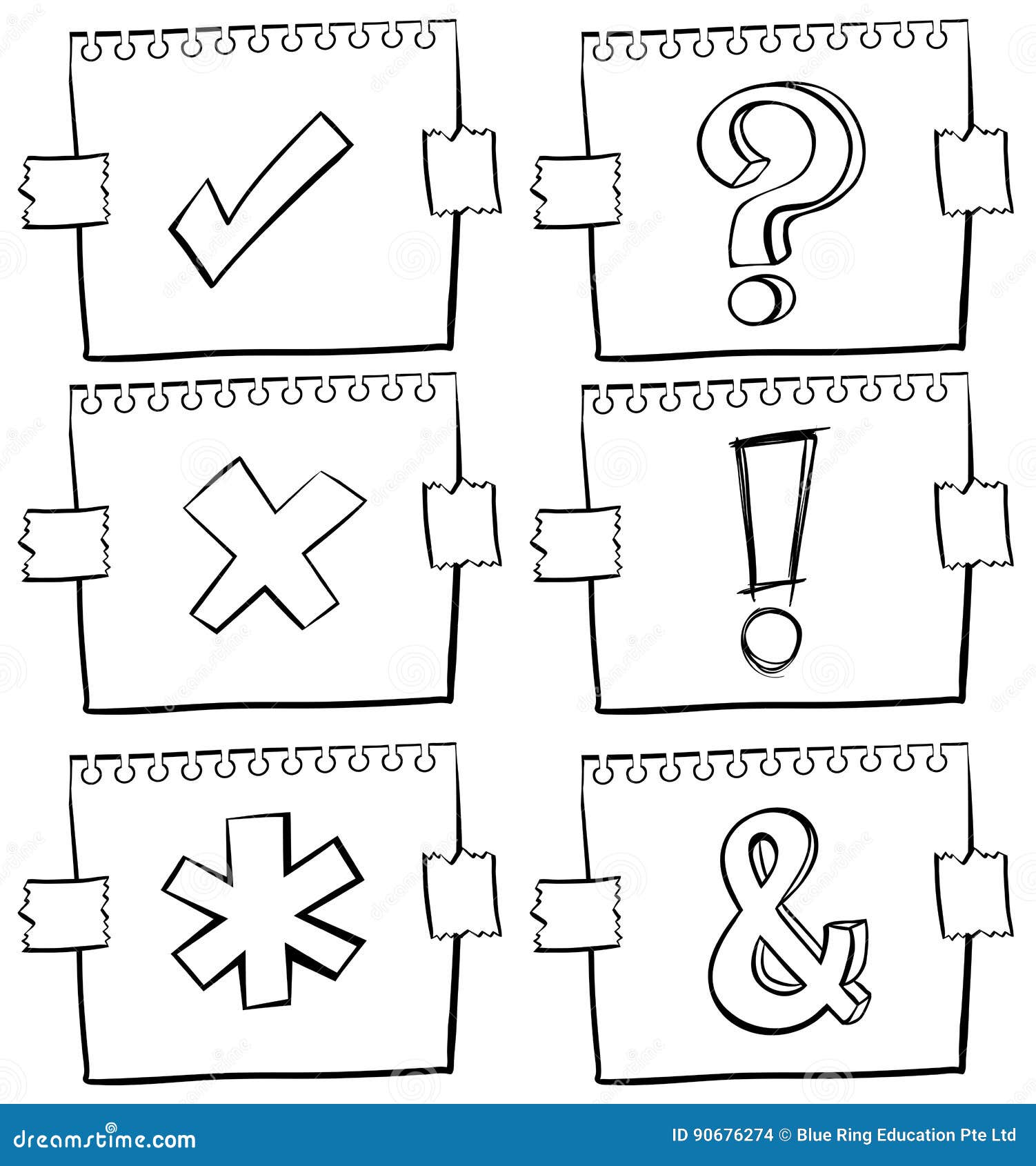 Different Signs on Scratch Papers Stock Vector - Illustration of object ...