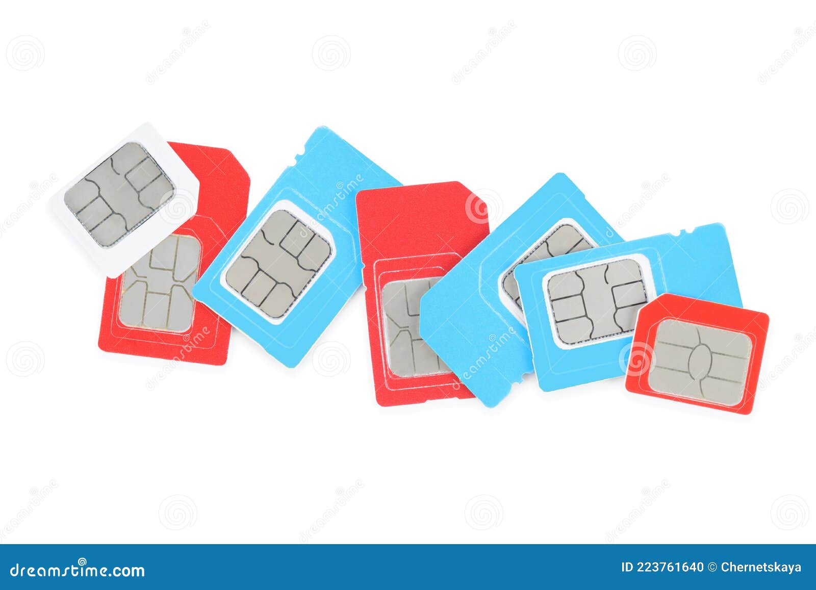 Different SIM Cards on White Background, Top View Stock Photo - Image ...