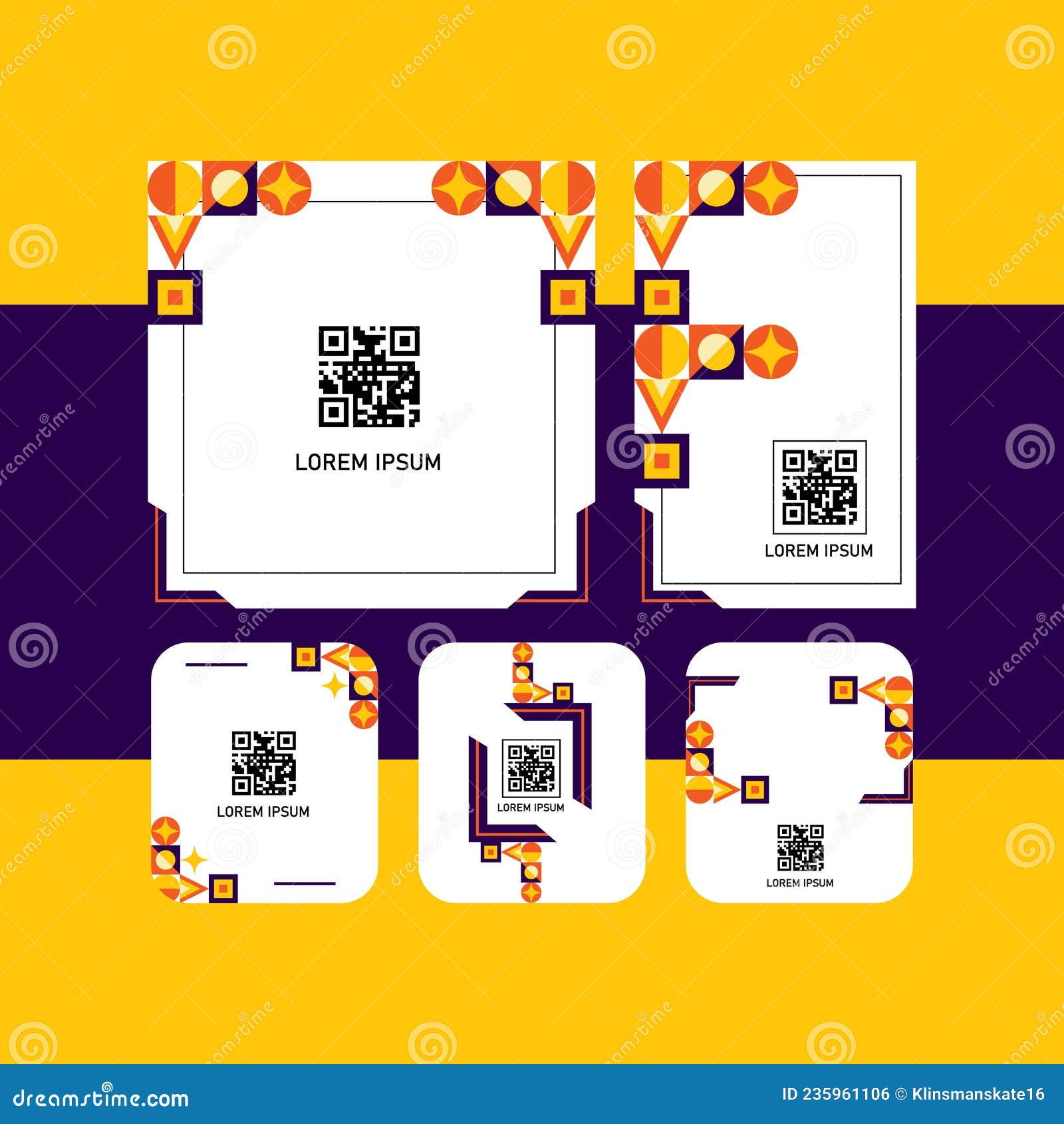 Different Size Abstract Geometric Qr Code Label Collection Design Stock ...
