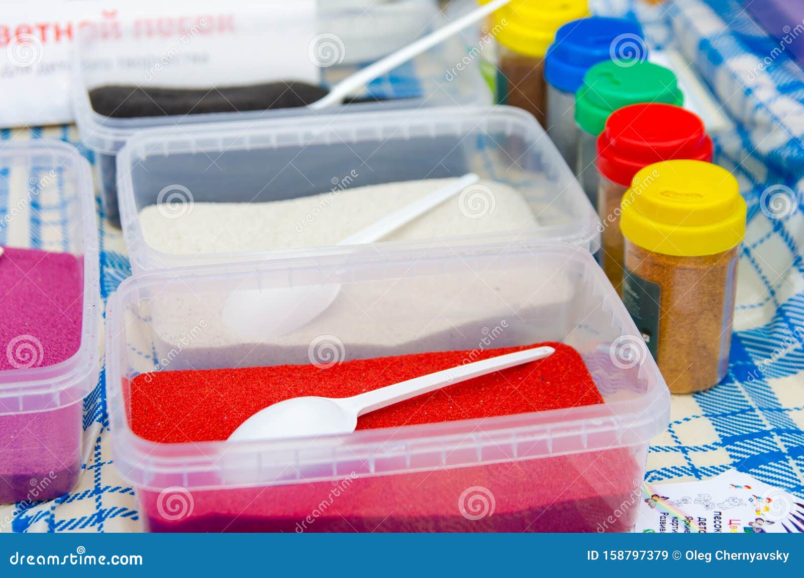Different Size Boxes with Colored Sand for Drawing Stock Image - Image ...