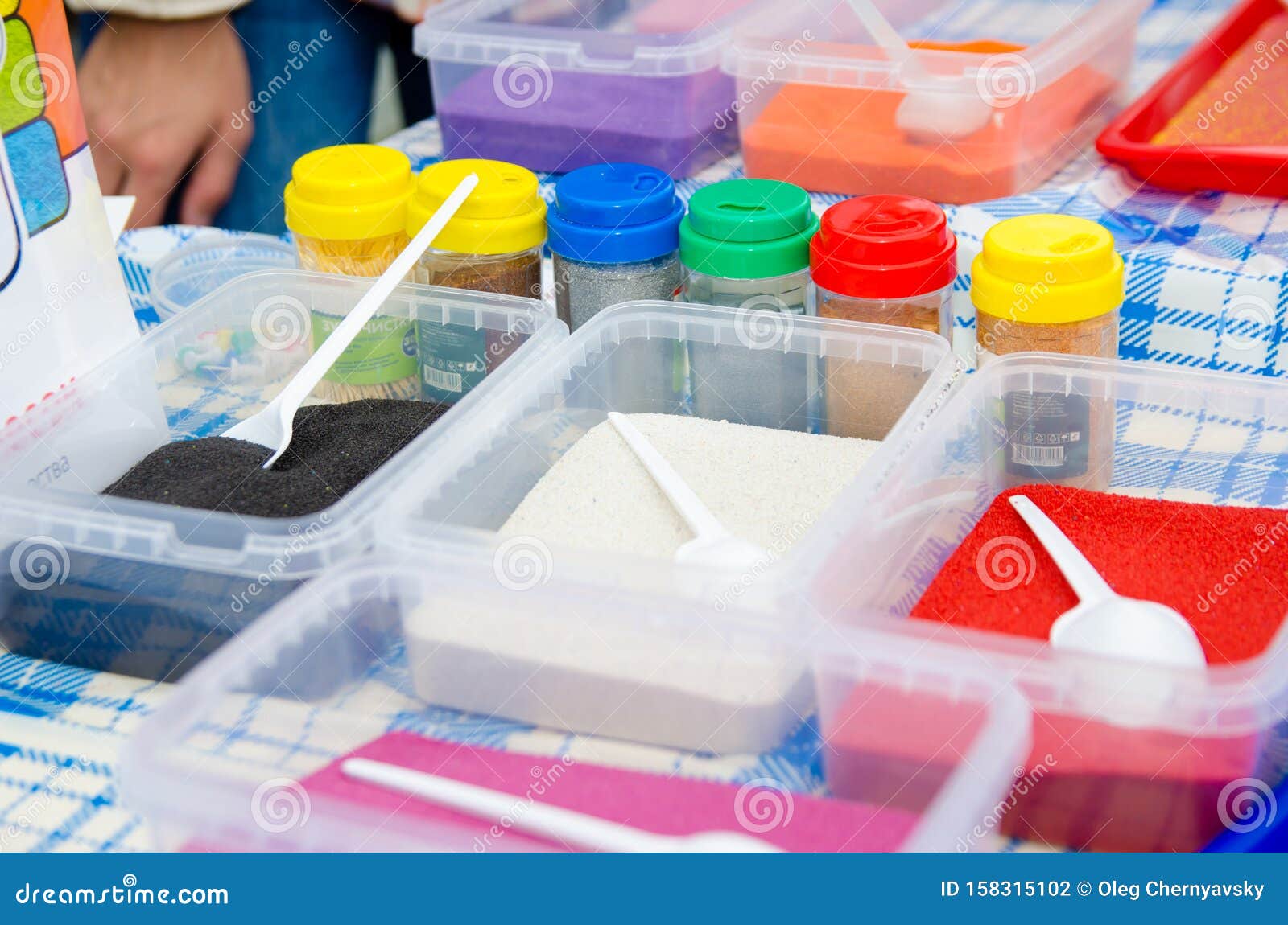 Different Size Boxes with Colored Sand for Drawing Stock Photo - Image ...