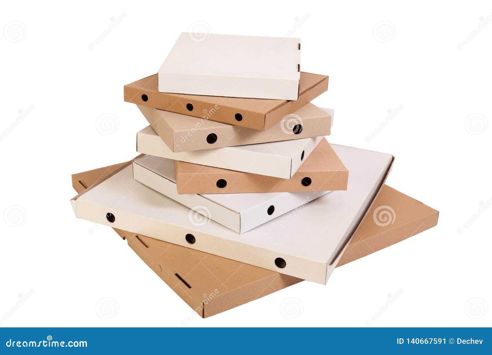 Different Size and Color Pizza Boxes, Isolated. a Tall Stack of Pizza ...