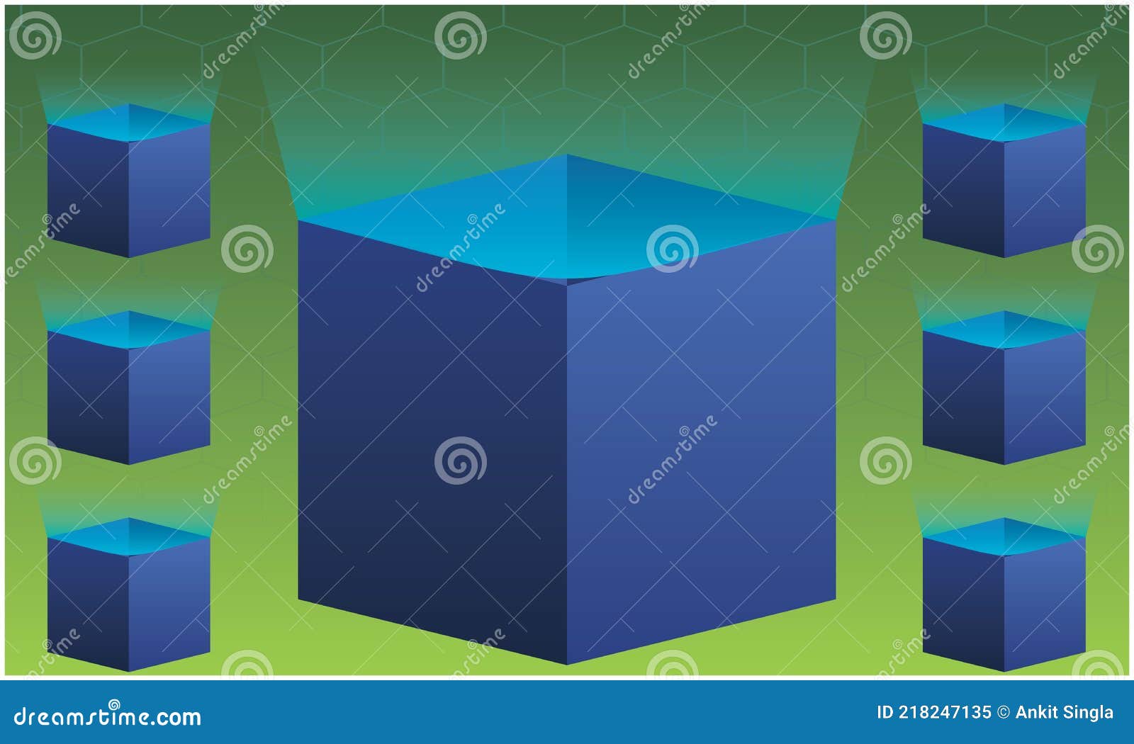 Different Size of Open Box on Abstract Green Background Stock Vector ...