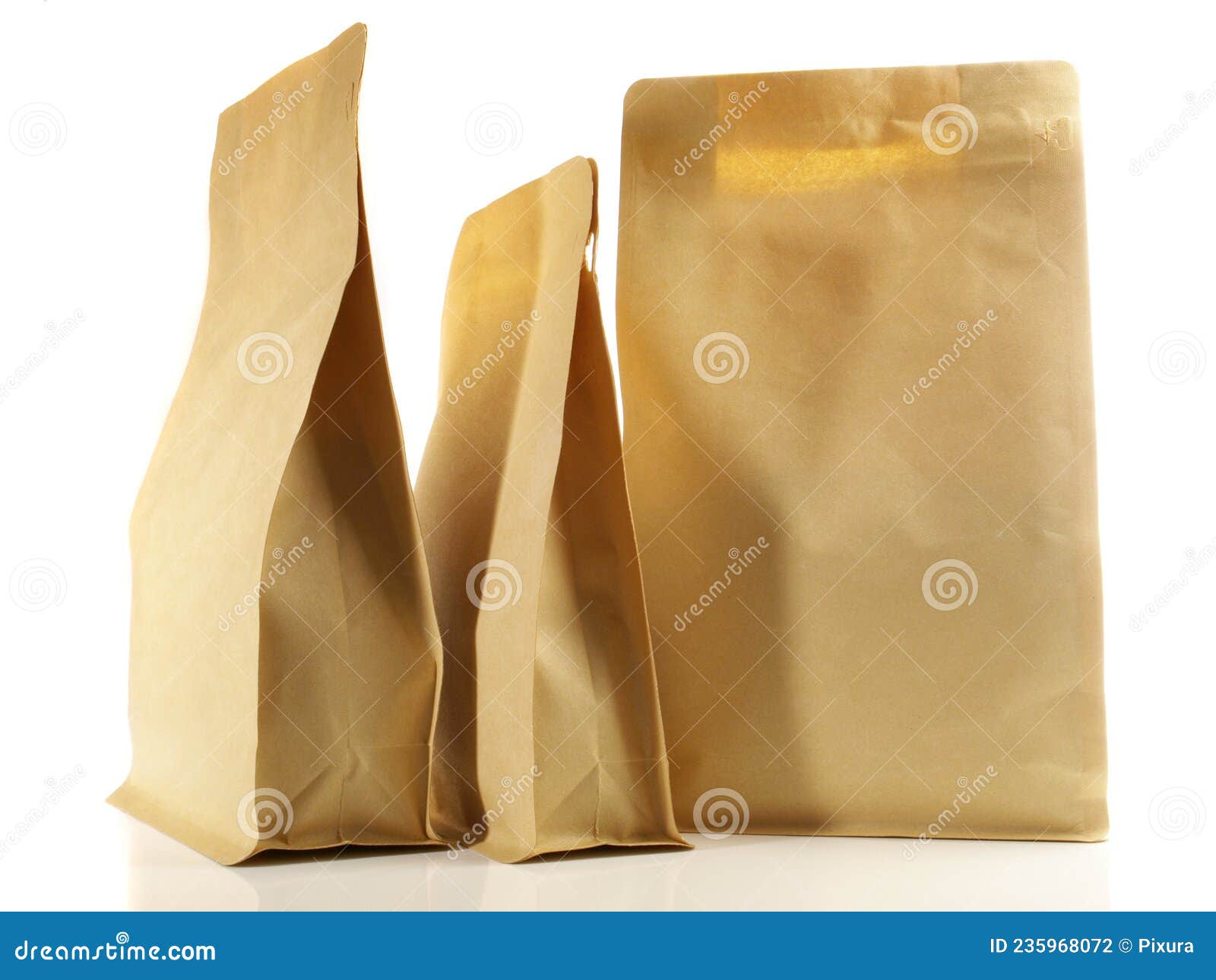 Different Size Paper Bags Isolated on White Background Stock Photo ...