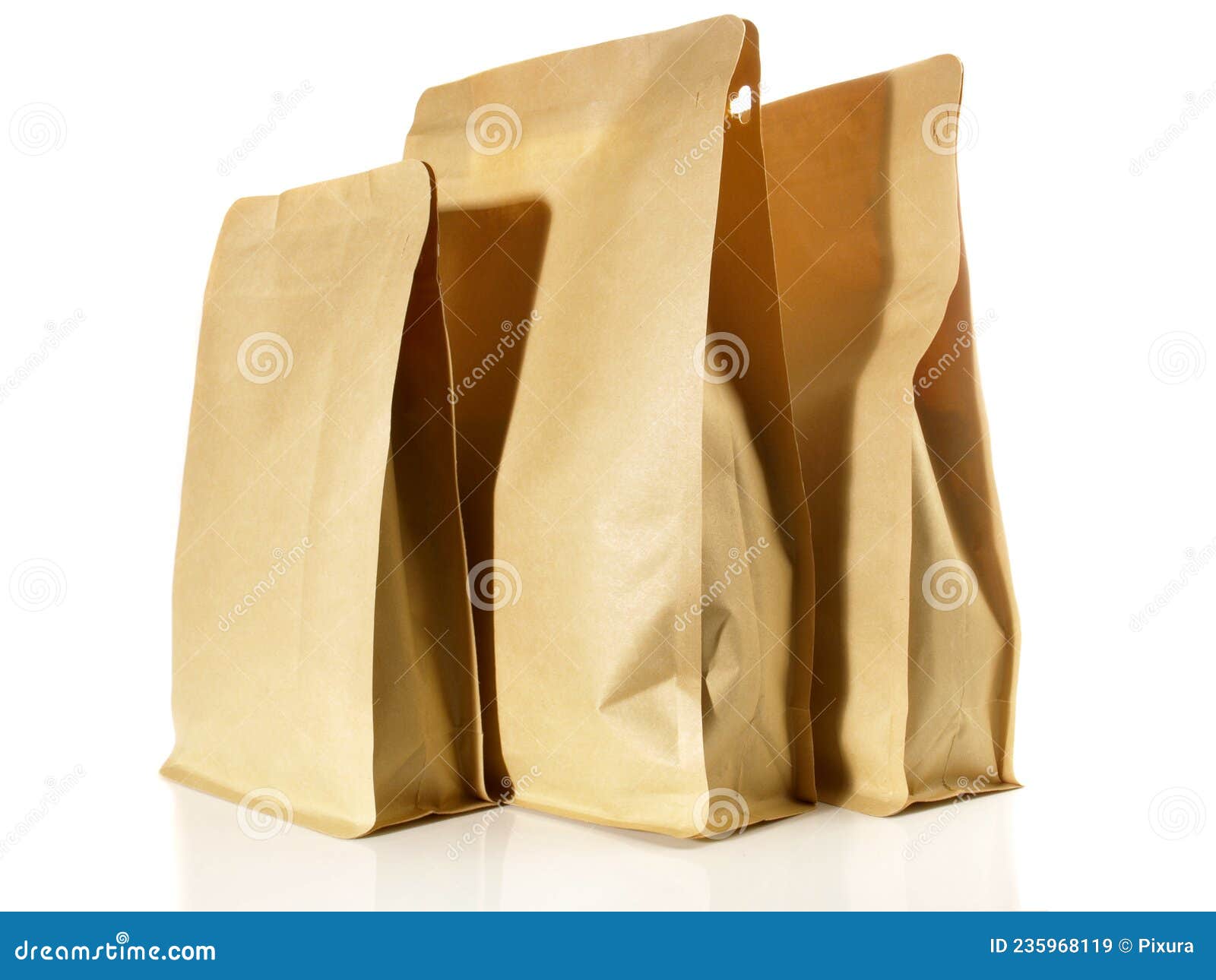 Different Size Paper Bags Isolated on White Background Stock Image ...