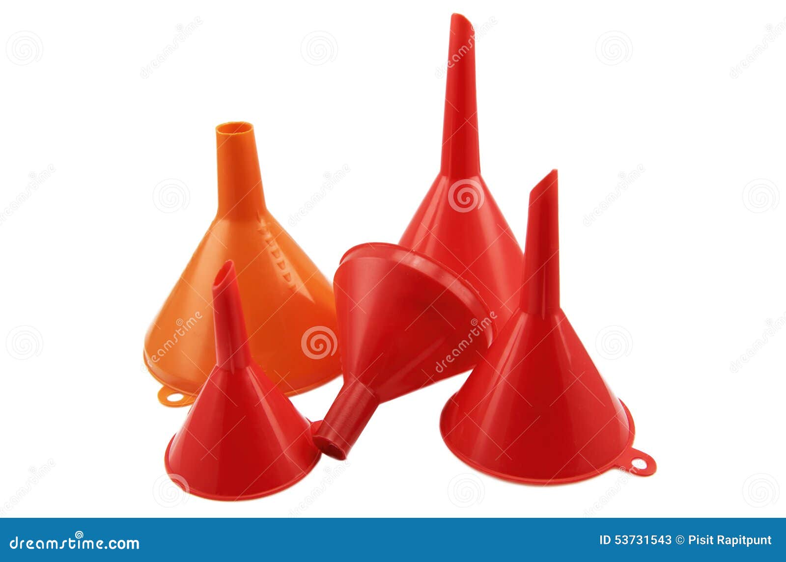 Different Size of Red Plastic Funnel Isolated on White Stock Image ...