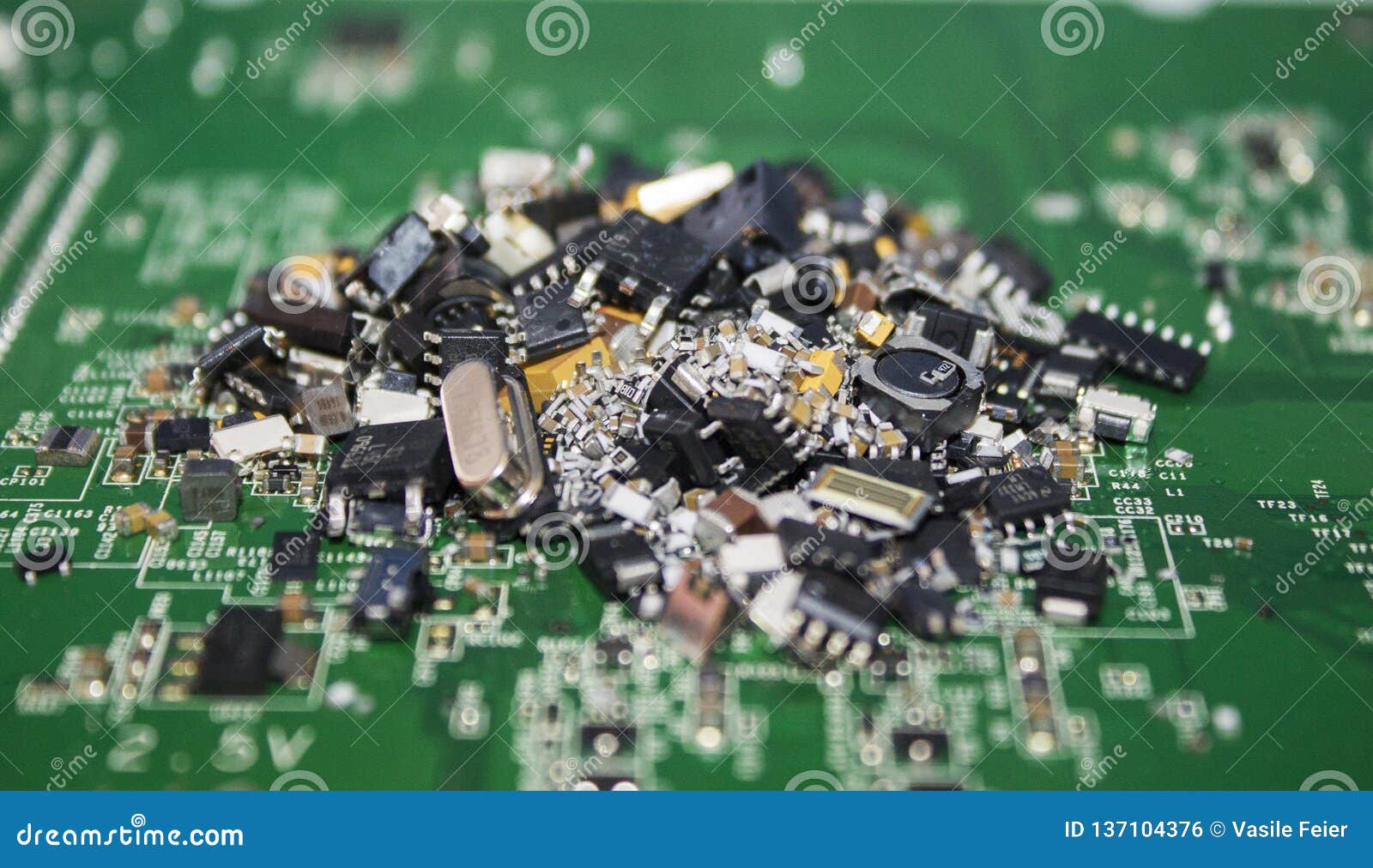 Different Size SMT Components Pile on a PCB. Stock Photo - Image of ...