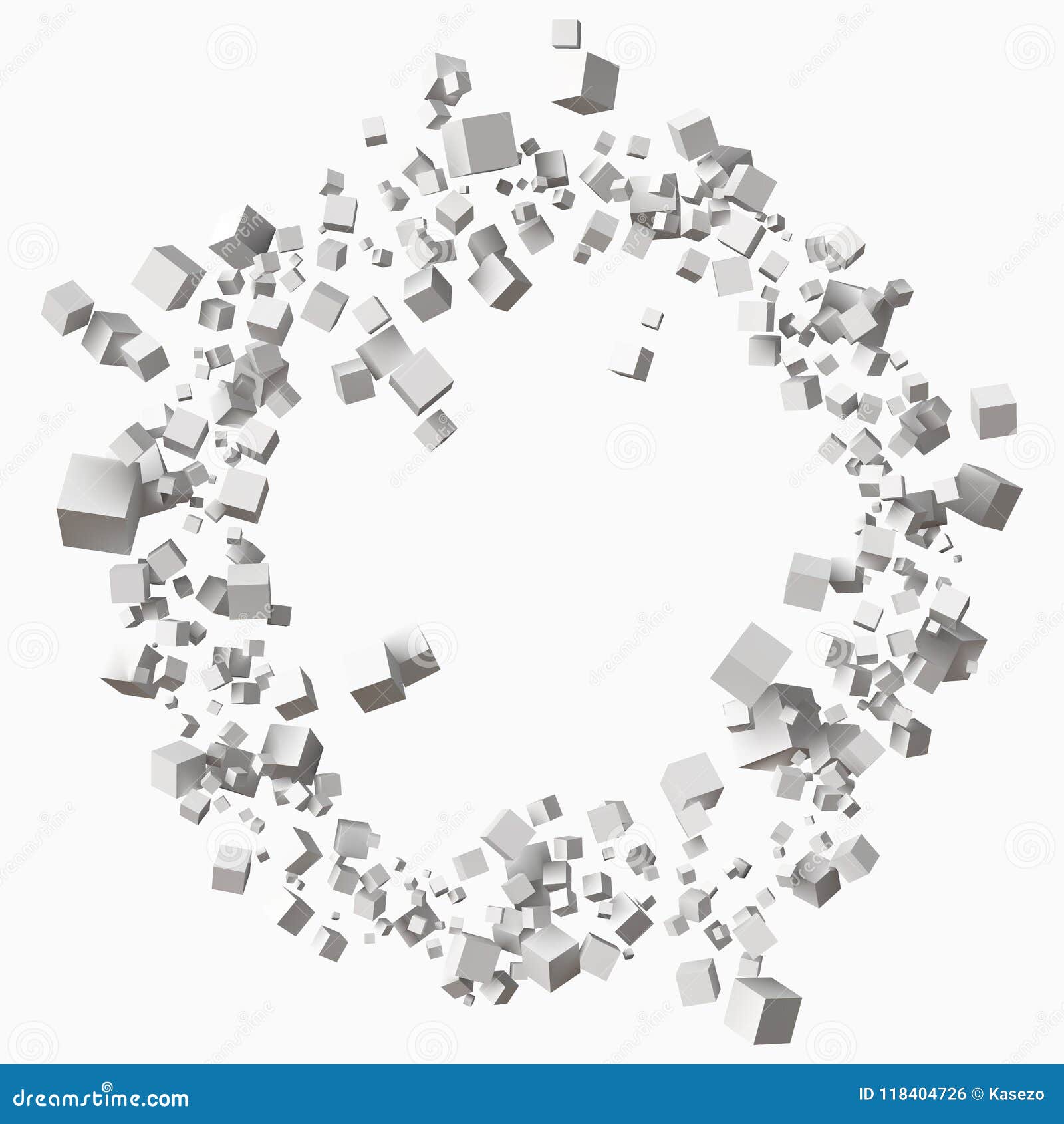 Different Size White Cubes in Circular Orbit. 3d Style Vector ...