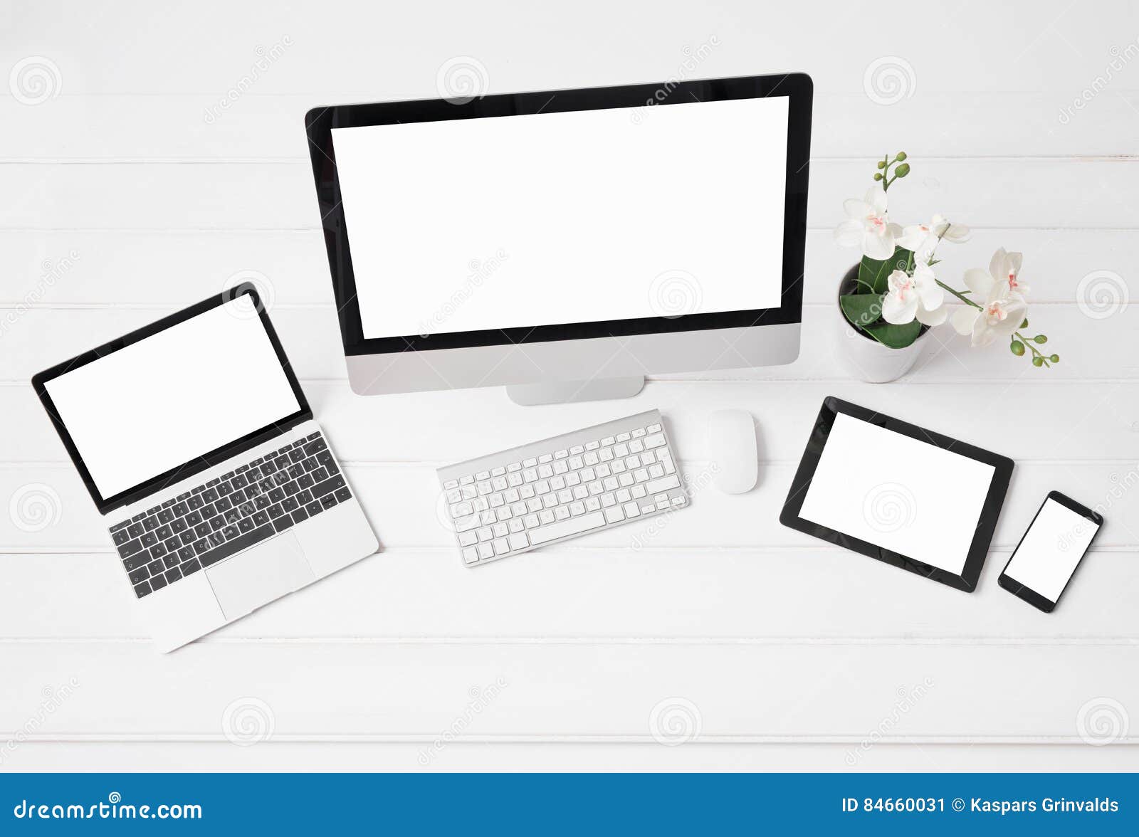 Different Sized of Desktop and Laptop Computers, Tablet and Phone Stock ...