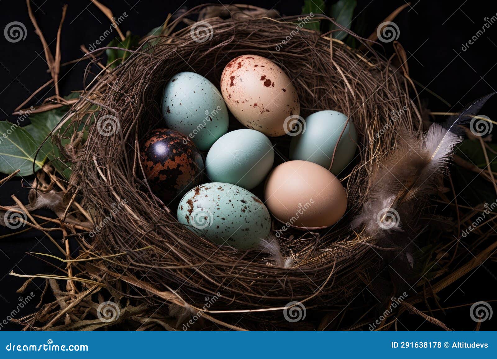 Different Sized Eggs Nesting Together in a Birds Nest Stock Photo ...