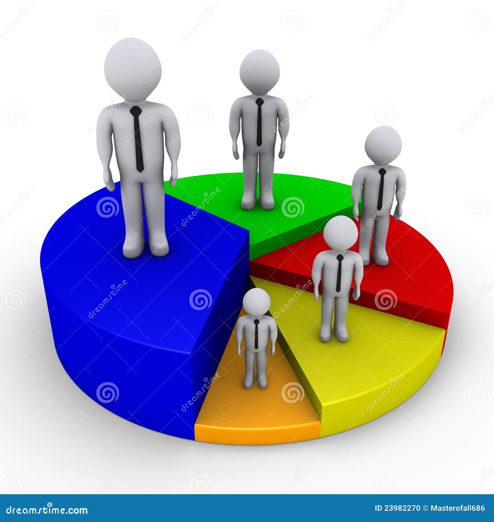 Different Sized People on Pie Chart Stock Illustration - Illustration ...