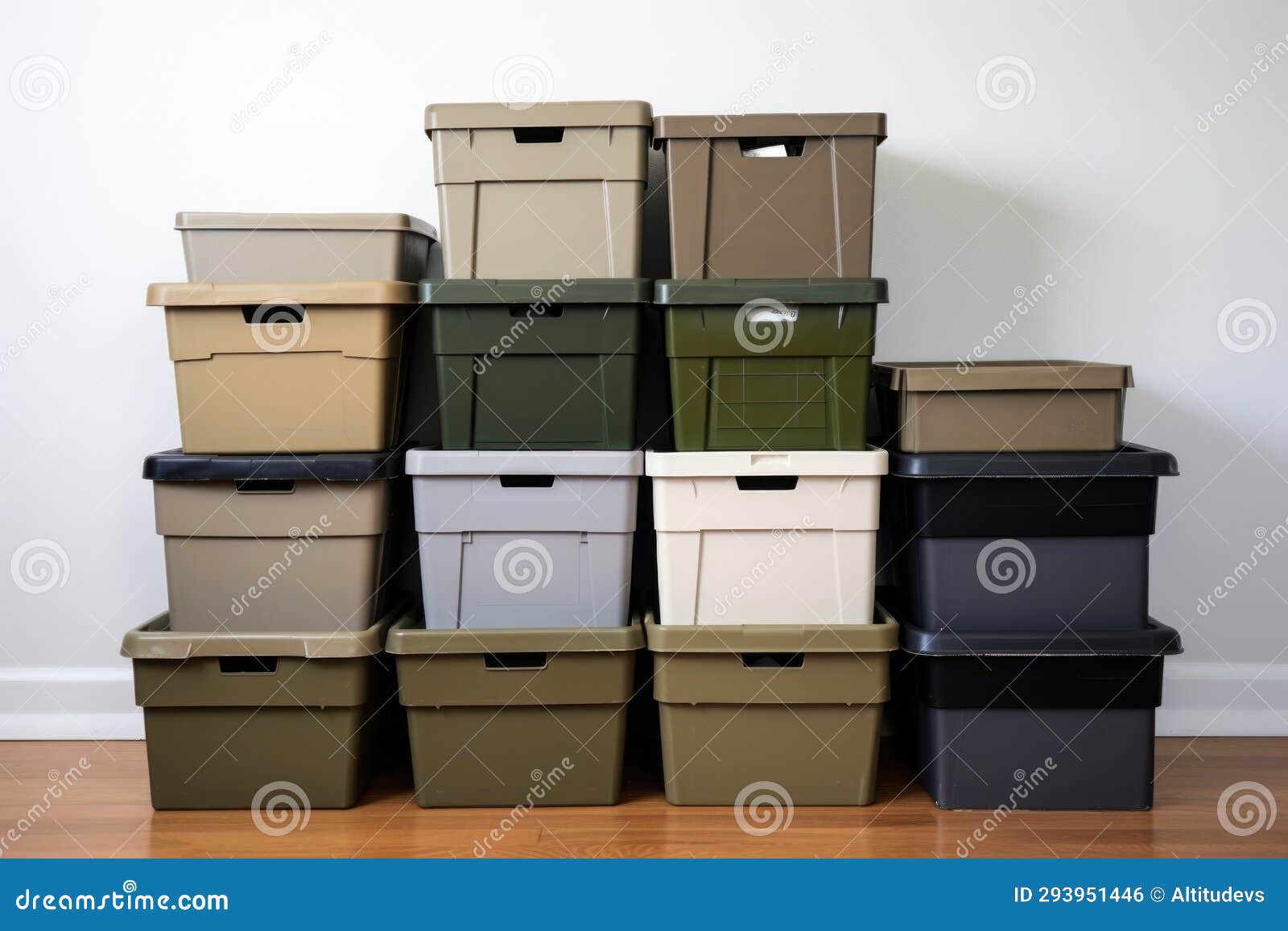 Different-sized Physical Storage Boxes Arranged in a Neat Row Stock ...