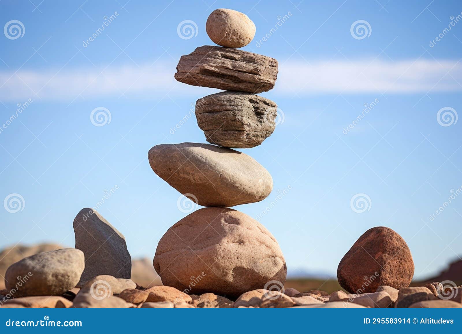 Different Sized Rocks Balanced Steadily in One Structure Stock Photo ...
