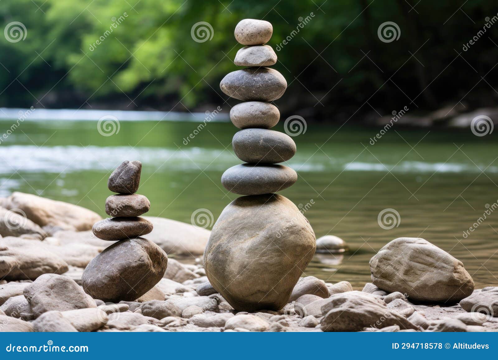 Different Sized Rocks Balanced Steadily in One Structure Stock Photo ...