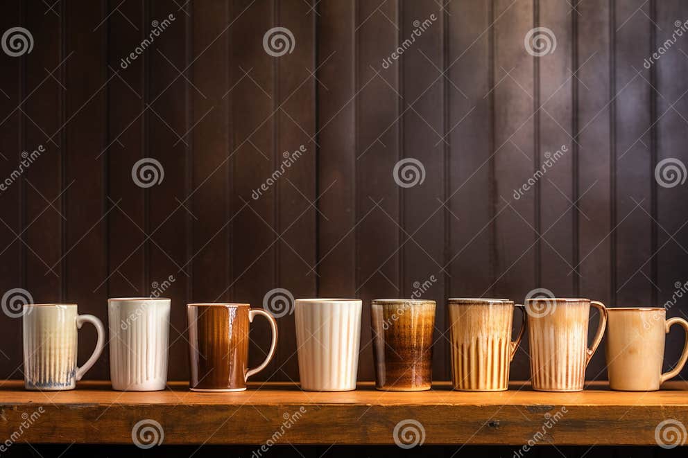 Different Sizes of Coffee Cups Lined Up Stock Image - Image of coffee ...