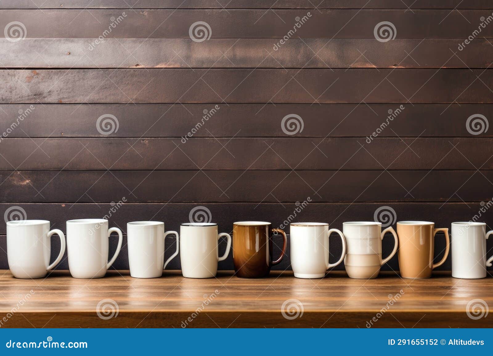 Different Sizes of Coffee Cups Lined Up Stock Photo - Image of ...