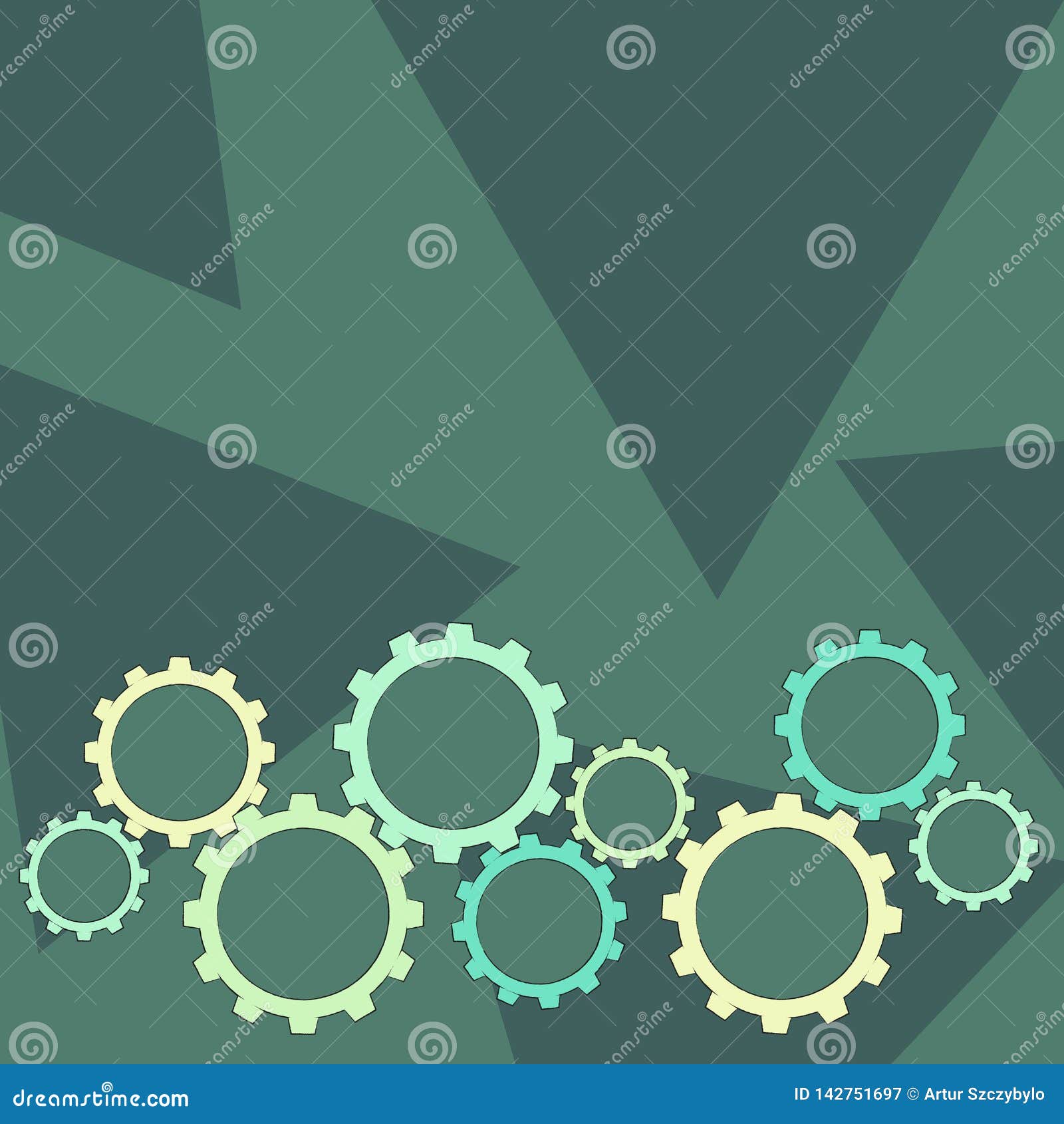 Different Sizes of Color Cog Wheel Gear Engaging, Interlocking ...