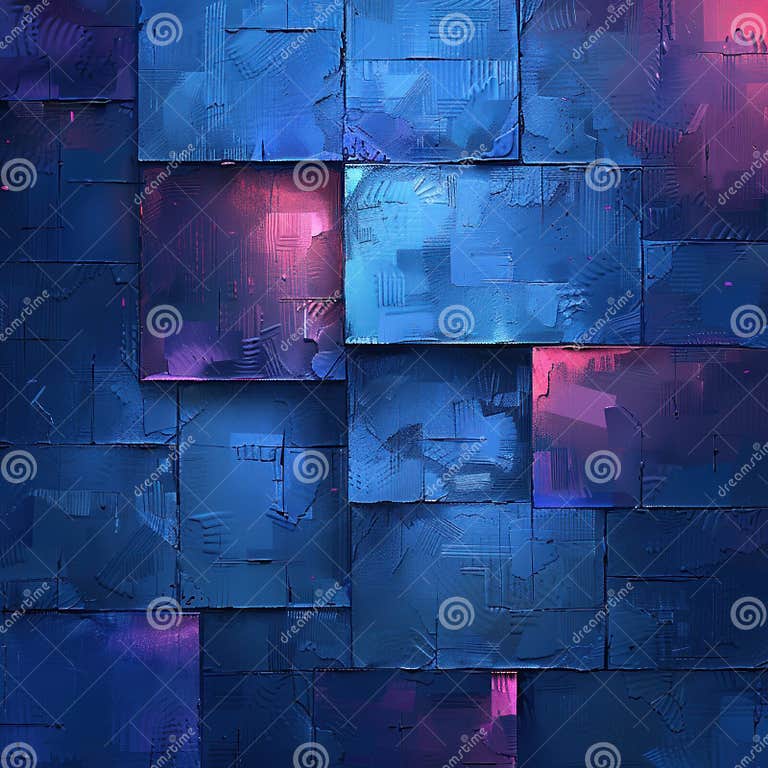Minimalist Pixel Art, Square and Rectangular Blocks, Blue Color Palette ...