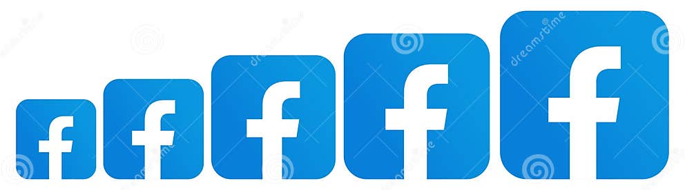 Different Sizes Facebook Logo. Squared Coloured Editorial Stock Photo ...
