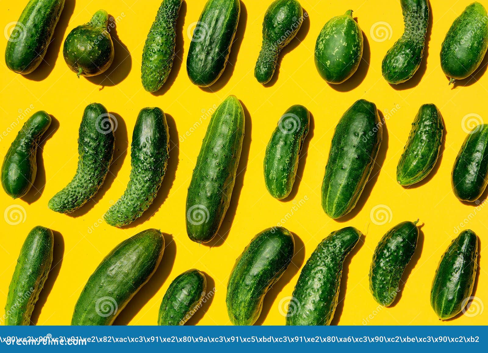 Different Sizes Forms Cucumbers Pattern on a Light Yellow Background ...