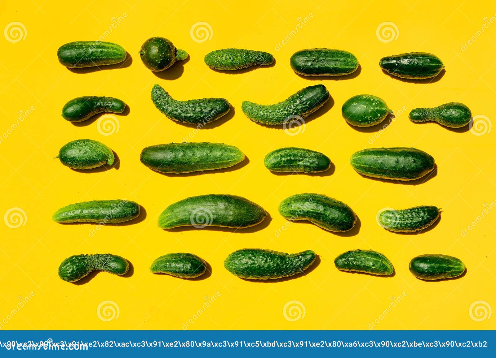 Different Sizes Forms Cucumbers Pattern on a Light Yellow Background ...
