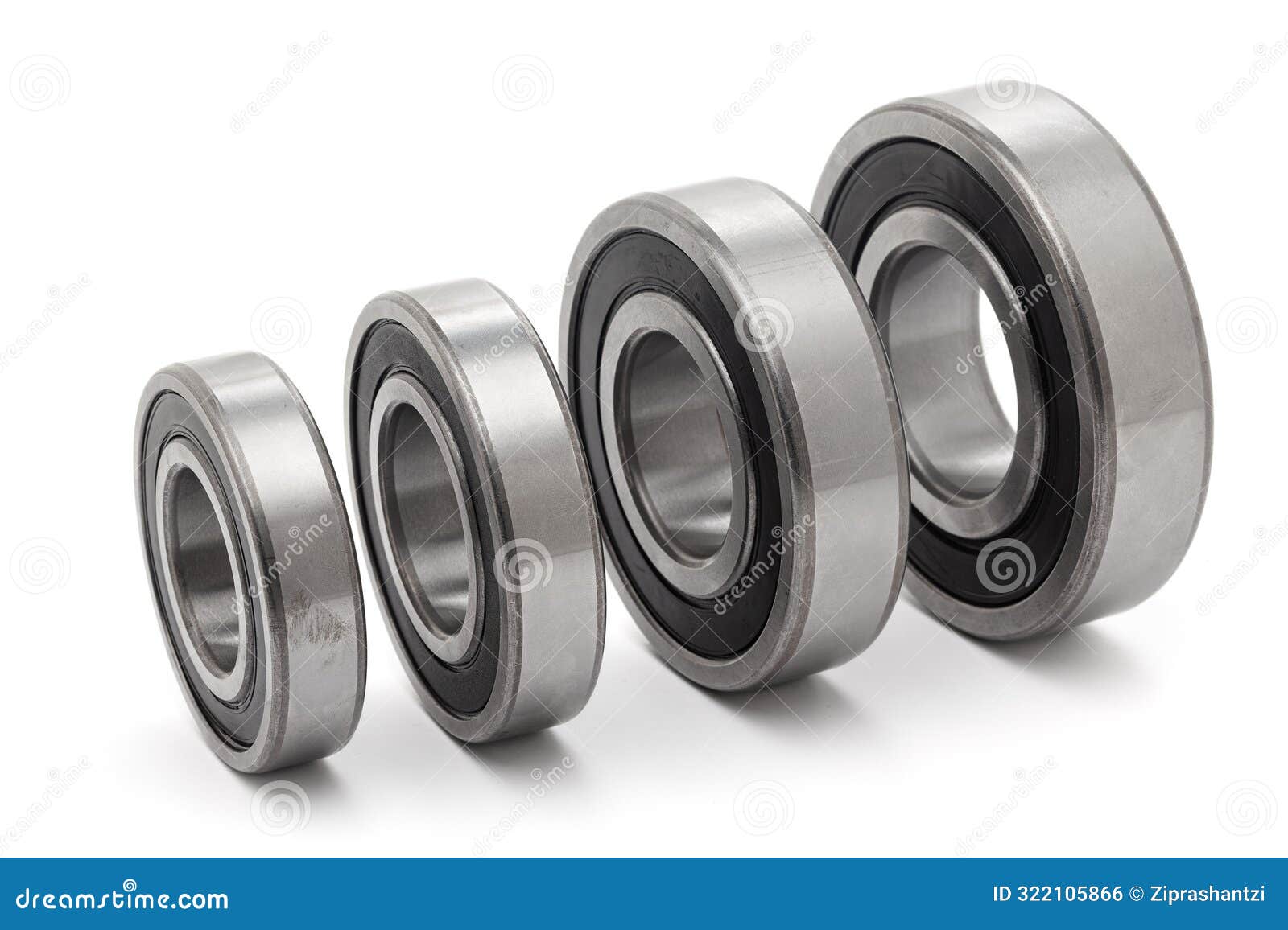 Different Sizes of Tapered Roller Bearings, Isolated on a White Stock ...