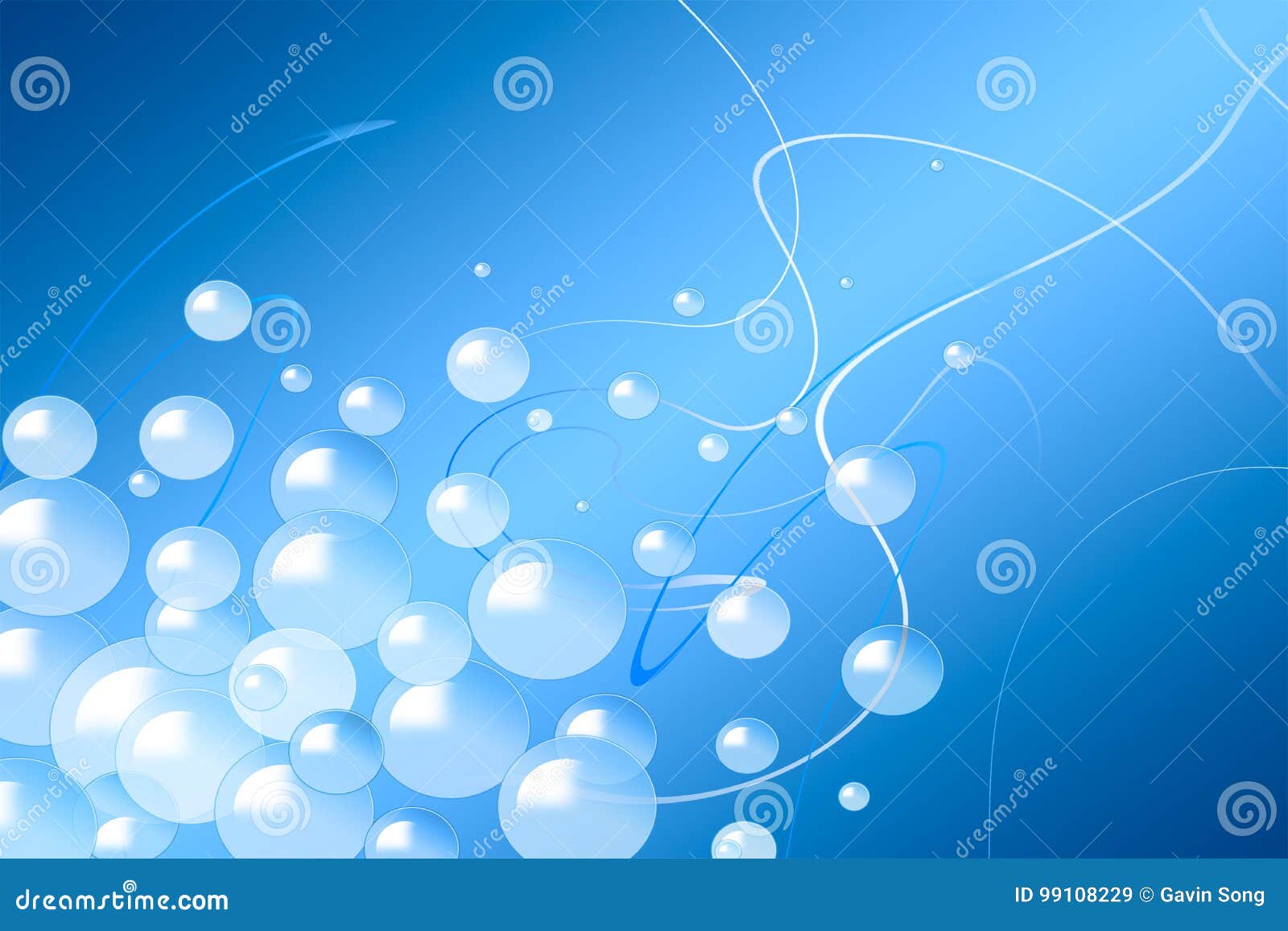Different Sizes Water Bubbles Gradient Blue Color Background Stock ...