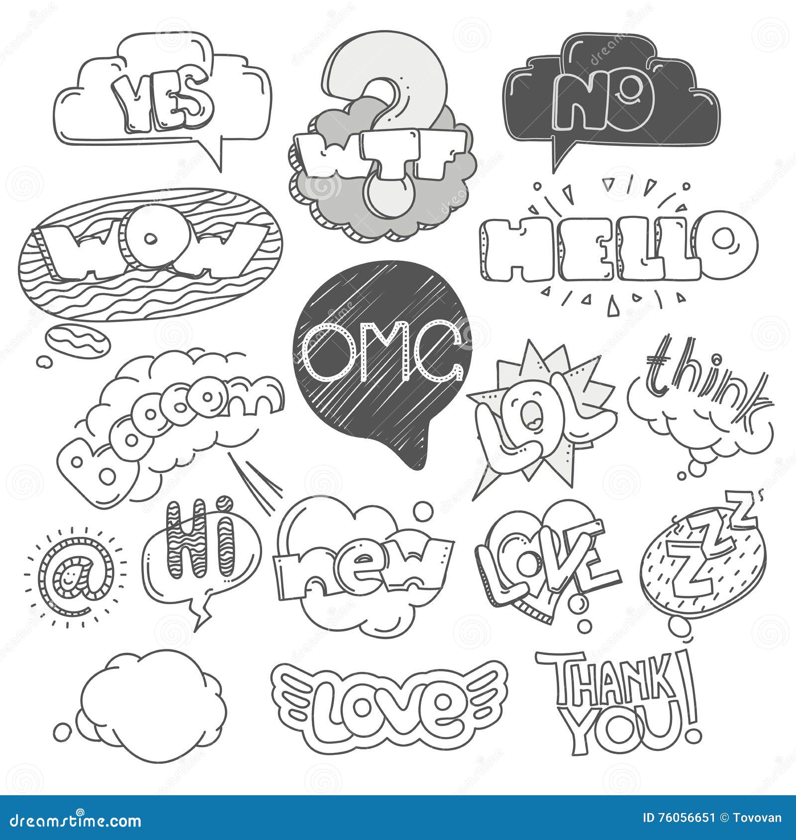 Different Sketch Style Words Collection Stock Vector - Illustration of ...