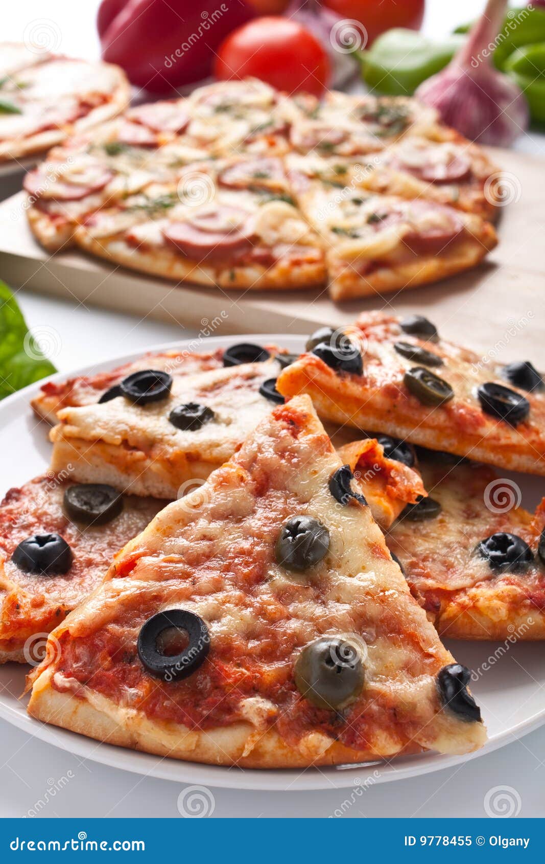 Different Sliced Pizzas with Ingredients Stock Image - Image of cooked ...