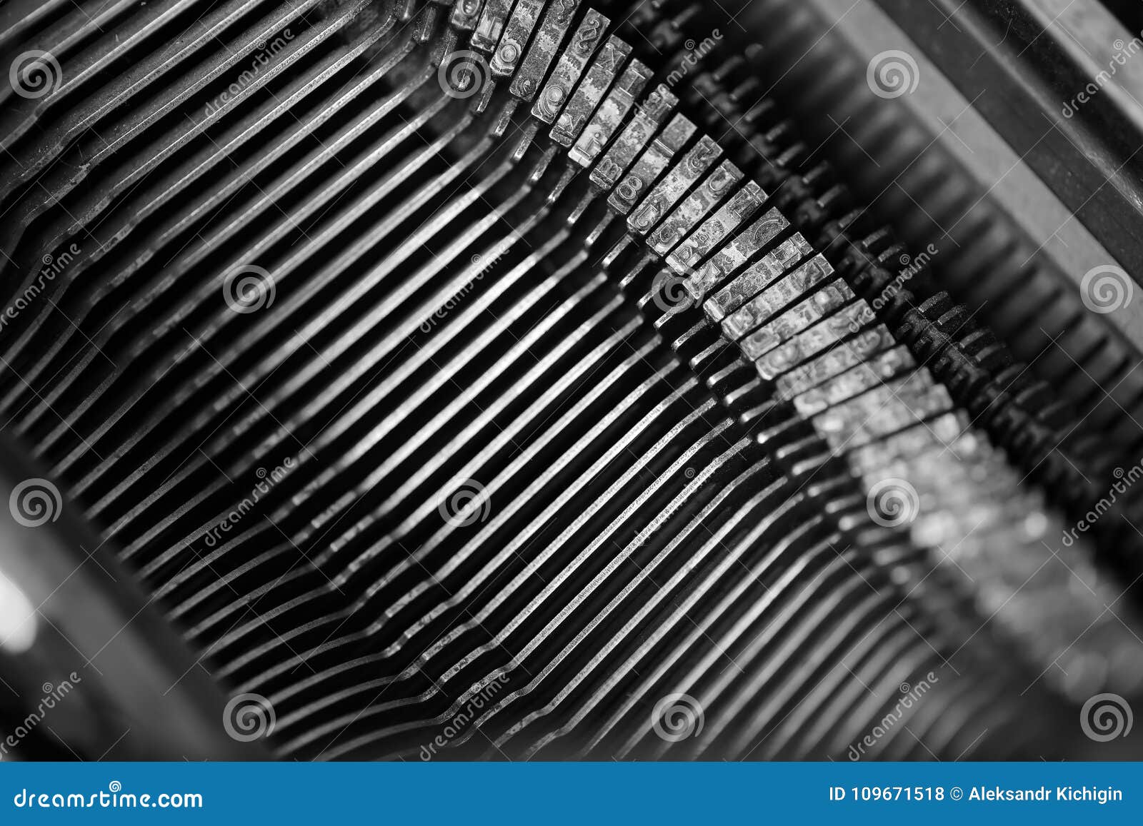 Different Small Metal Elements of an Old Typewriter Stock Photo - Image ...