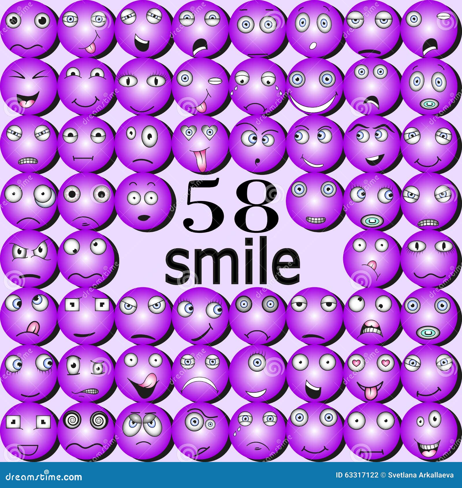 Different Smiles in the Purple Tones Stock Vector - Illustration of ...