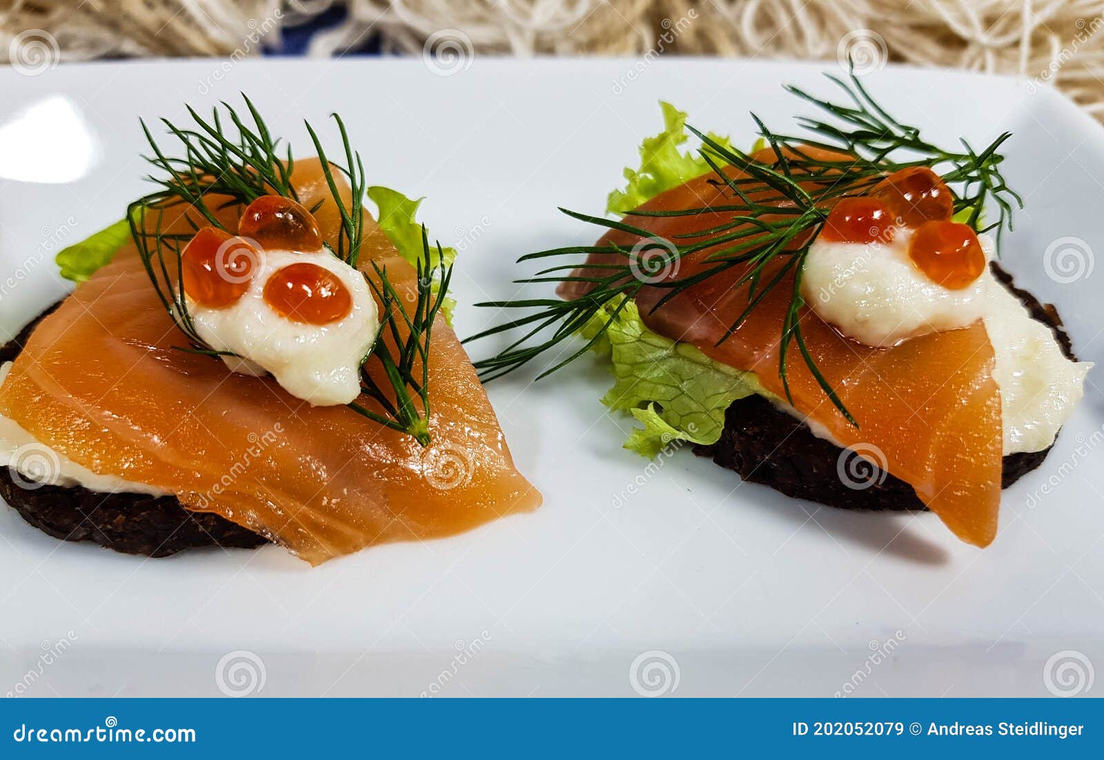 Smoked fish canapes stock image. Image of fish, delicious - 202052079