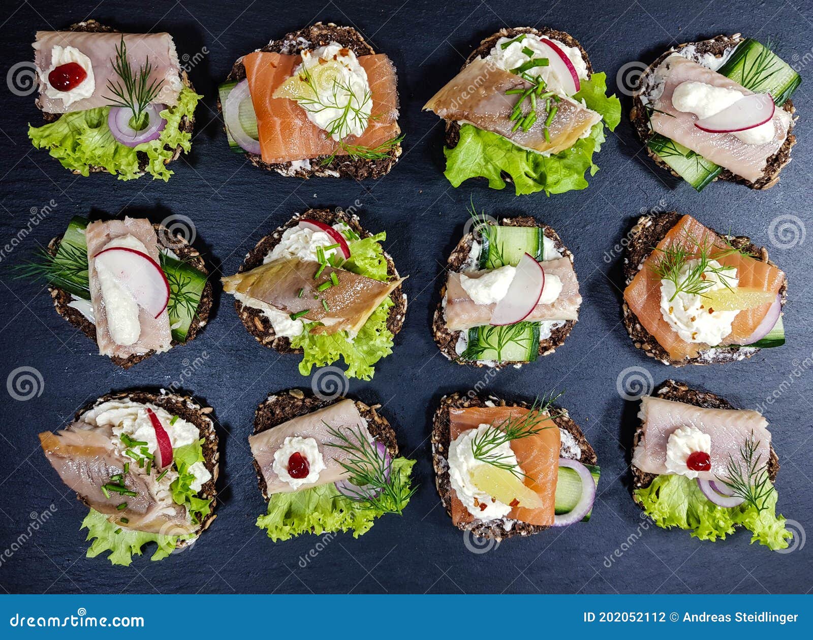 Smoked fish canapes stock photo. Image of fish, luxury - 202052112