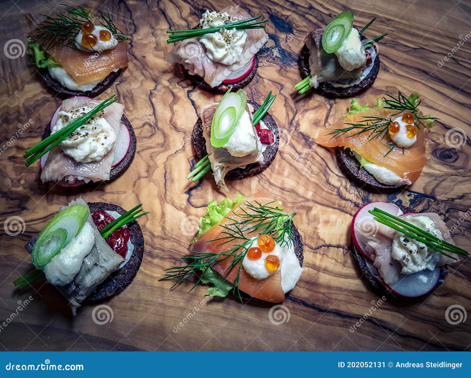 Smoked fish canapes stock image. Image of gourmet, roll - 202052131